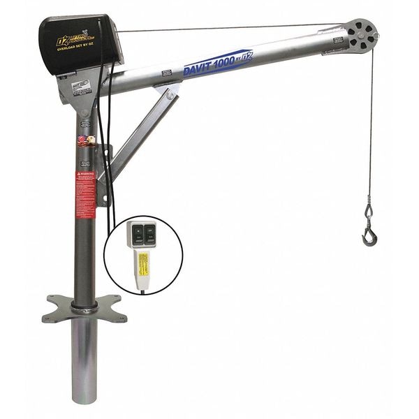 Oz Lifting Products Davit Crane Kit, 1,000 lb Capacity, 27.5 in to 42 ...
