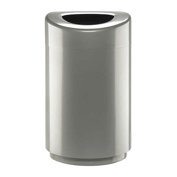 Safco 30 gal Round Trash Can, Silver/Black, White, Steel, Rigid Plastic ...