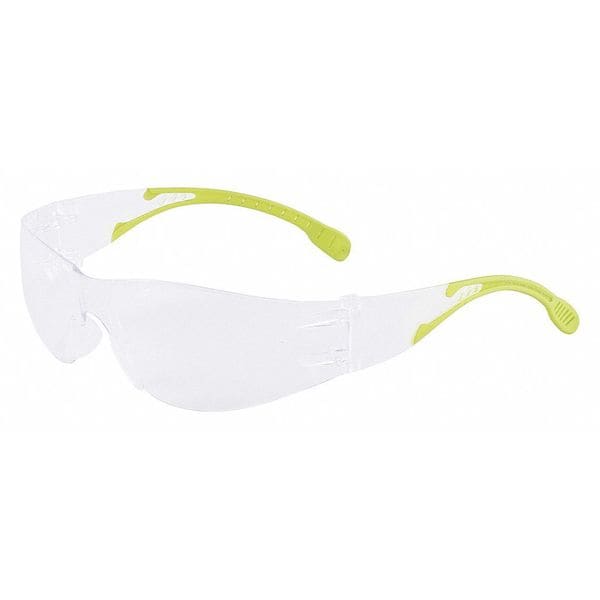 Erb Safety Safety Glasses, Clear, Green temples 16266 | Zoro