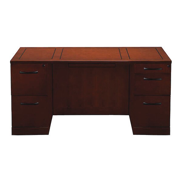 Mayline Pedestal Desk, 30" D, 72" W, Bourbon Cherry Veneer SDSBF72SCR ...