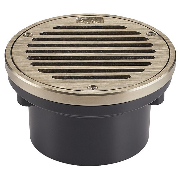 Zurn Round Floor Drain, ABS, Nickel Bronze, 2", Hub FD2220-AB2-NT | Zoro