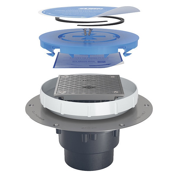 Zurn Round Adjustable Round Cleanout, PVC, Nickel Bronze, 3" - 4 ...