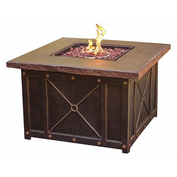Camfur Fire Pit, 40" Square, Cambridge Durastone Top, 30k BTU, LP gas ...