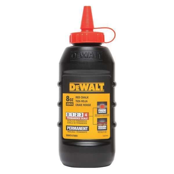 Dewalt Marking Chalk, Red, Permanent, 8 oz DWHT47069L | Zoro