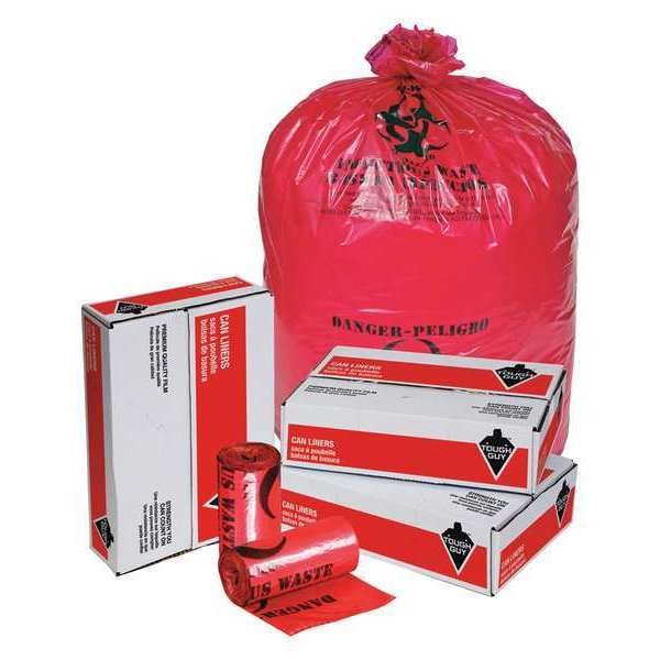 Tough Guy Hospital Isolation Bags, 44 gal., Red, PK25 31DL06 | Zoro
