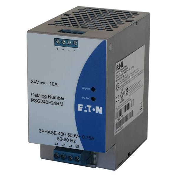 Eaton DC Power Supply, 320/500V AC, 24V DC, 240 W, 10 A, DIN Rail ...