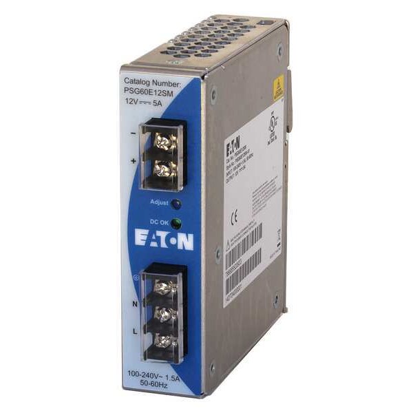 Eaton Dc Power Supply, 100 to 240 V AC, 12V DC, 60W, 5, Din Rail ...