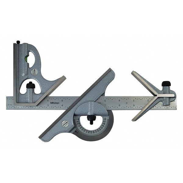 Mitutoyo Combination Square Set, 4 pcs., 16R, Steel 180-906B | Zoro