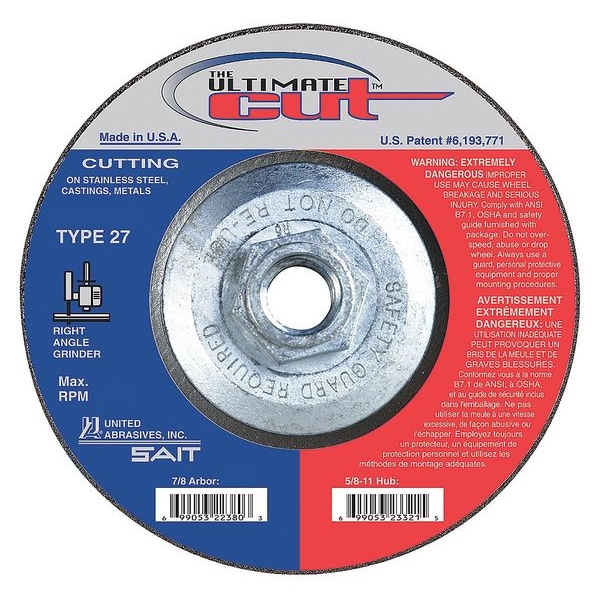 United Abrasives/Sait Depressed Center Cut-Off Wheel, Type 27, 4 1/2 in ...