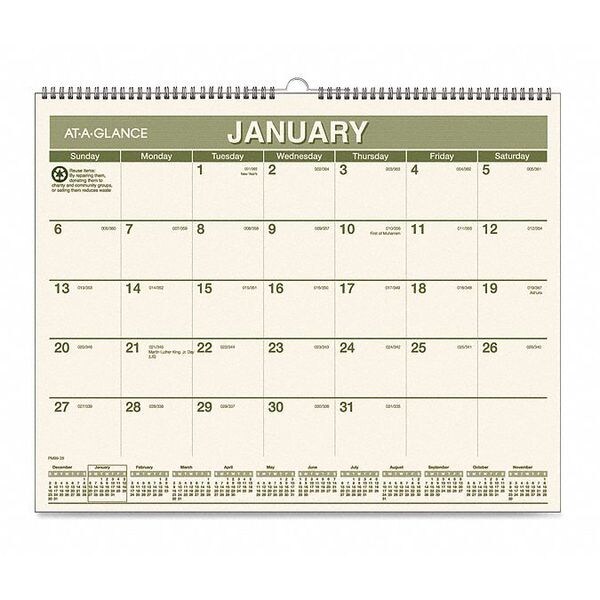 Chenille Kraft Calendar, Wall, Recycld, 15 x 12 CKC4086 | Zoro
