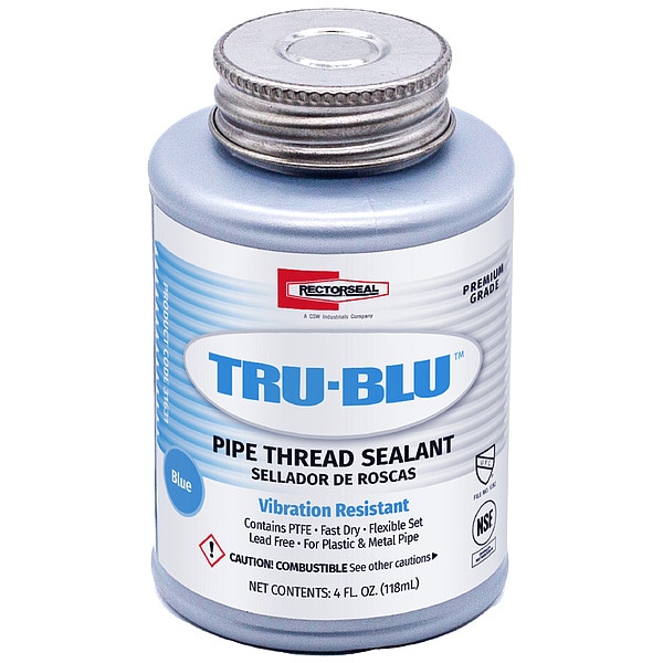 Rectorseal Pipe Thread Sealant 4.8 fl oz, Brush-Top Can, Tru-Blu, Blue, Paste 31631 | Zoro