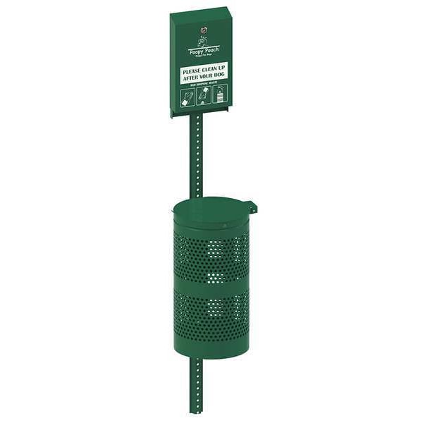 Poopy Pouch Pet Waste Disp. Station, Green, 3-1/2 gal. PP-H-KIT | Zoro