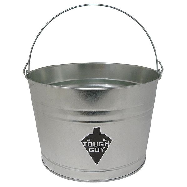 Zoro Select 4 1/4 gal Round Bucket, 13 in Dia, Silver, Galvanized Steel ...