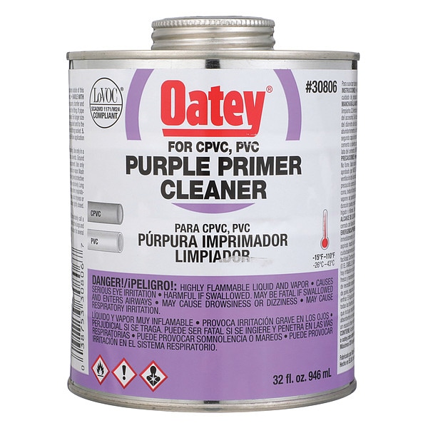 Oatey Purple Primer, Cleaner, 32 oz. 30806 | Zoro