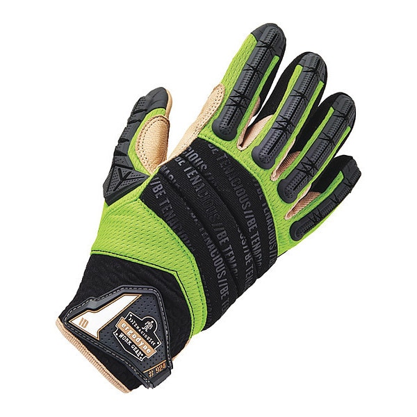 Proflex By Ergodyne Hi-Vis Mechanics Impact Gloves, 2XL, Lime/Black ...