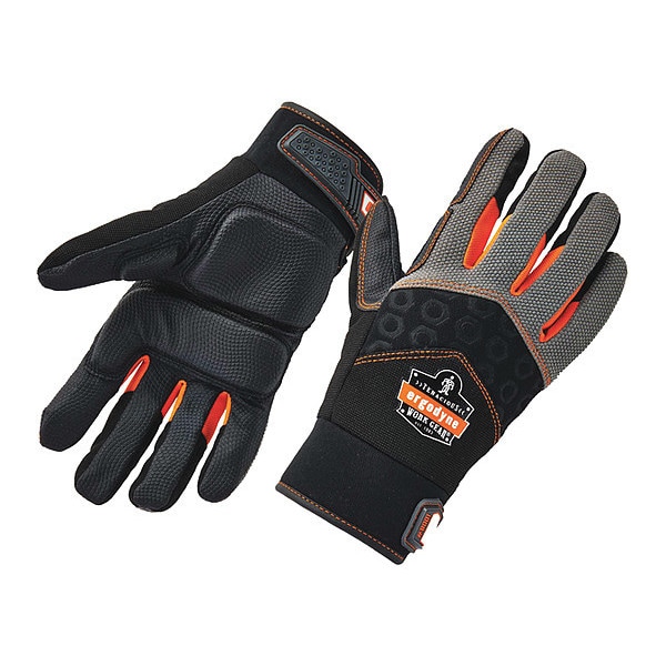 Proflex By Ergodyne Mechanics Impact Gloves, L, Black, Breathable ...