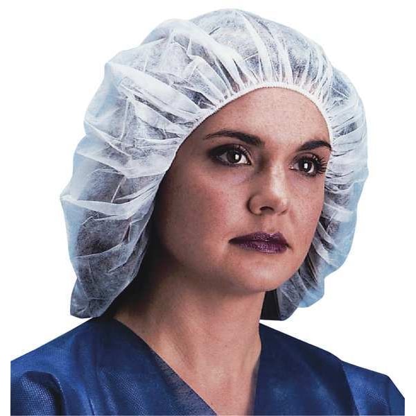 Keystone Safety Bouffant Cap, Polypropylene, 28 in Dia., White, XL ...