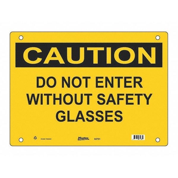 Master Lock Caution, Do Not Enter Without Safety Glasses, 10" W x 7" H ...