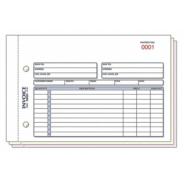 Rediform Form, Carbonless Invoices, 3-Part 7L706 | Zoro
