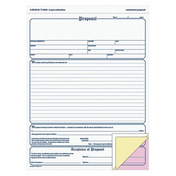 Tops Form, In Triplicate Proposl, 8.5"x11", PK50 3850 | Zoro