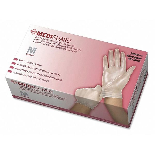 MEDLINE Clear, M, 4.7 mil, Vinyl MediGuard Synthetic Exam Gloves, - 6MSV512