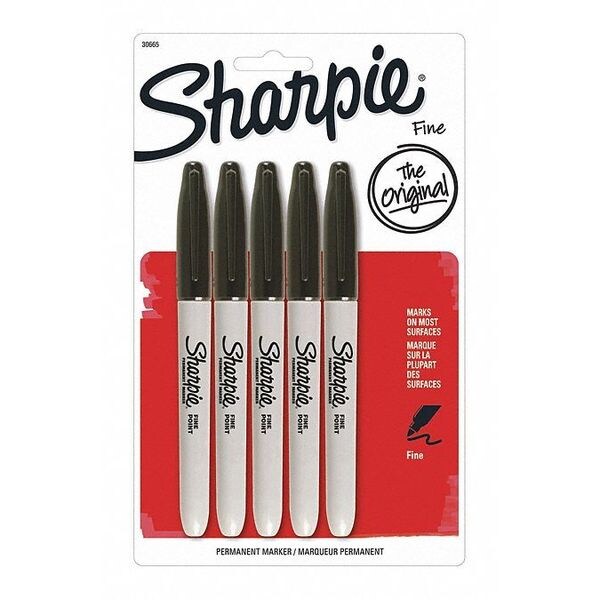 Sharpie Black Fine Point Permanent Marker, 5 PK 30665PP | Zoro