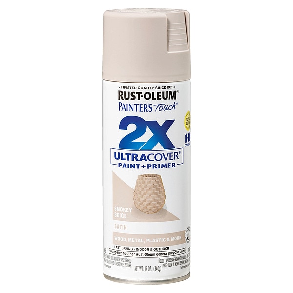 Rust-Oleum Spray Paint, Smokey Beige, Satin, Solvent, 12 Oz 334092 | Zoro