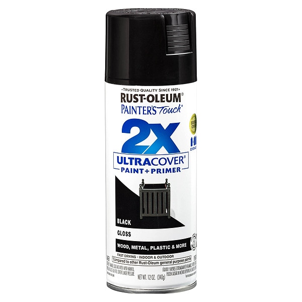 Rust-Oleum General Purpose Spray Paint, Black, Gloss, Solvent, 12 Oz ...