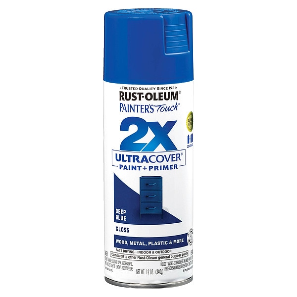 Rust-Oleum General Purpose Spray Paint, Deep Blue, Gloss, Solvent, 12 ...
