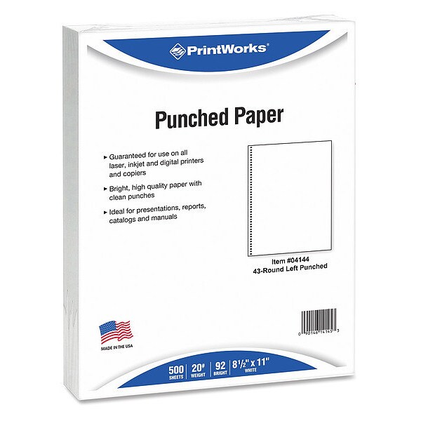 Printworks Paper, Punch, Spiral, 43 Holes 04144 | Zoro