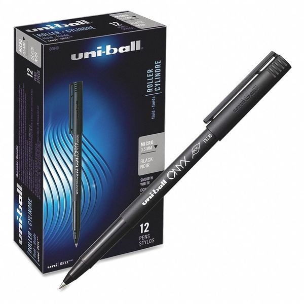 Uni-Ball Pen, Uniball, Onyx, 0.5Mm, Bk, PK12 UBC60040 | Zoro