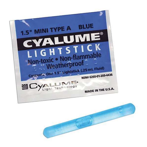 Chemlight By Cyalume Technologies Lightstick, Blue, 4 hr., 1-1/2 in. L ...