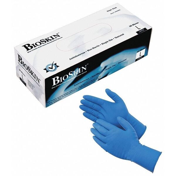ZORO SELECT Blue, L, 14.00 mil, Powder-Free, Disposable Gloves, - 2846HRL