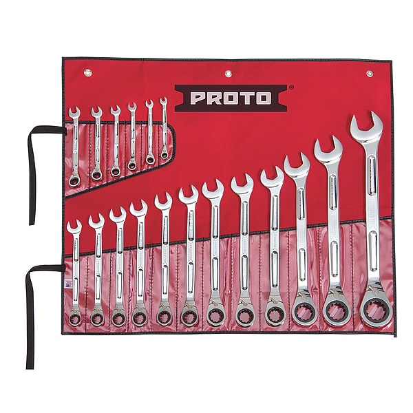 Proto Ratcheting Wrench Set, Pieces 18 JSCV-18SA | Zoro