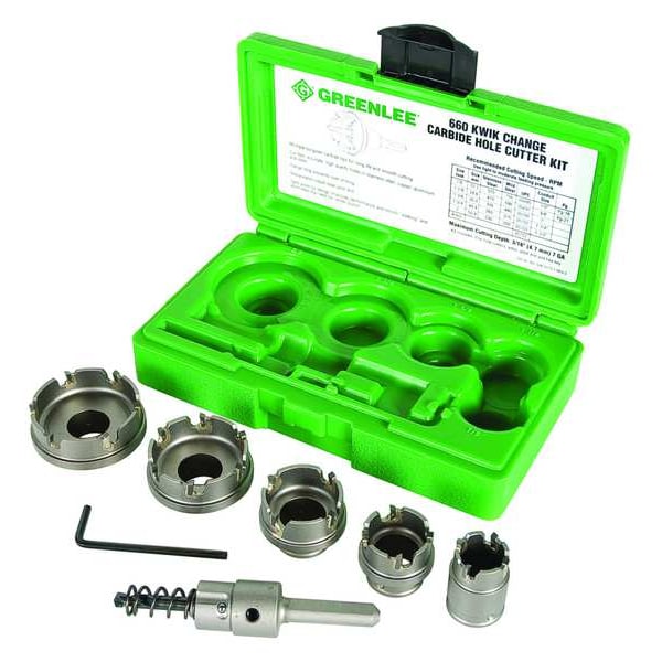 Greenlee Carbide Hole Cutter Kit, 8 Pieces, 7/8 in to 2 in Saw Size ...