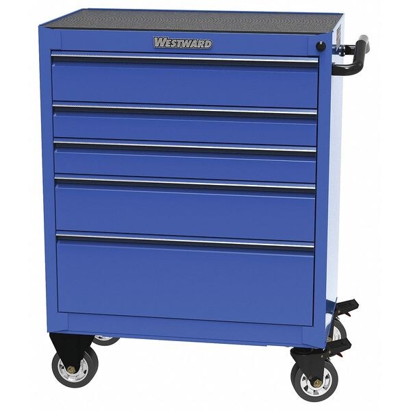 Westward Premium Rolling Cabinet, 5 Drawer, Blue, Steel, 30" W x 20" D ...