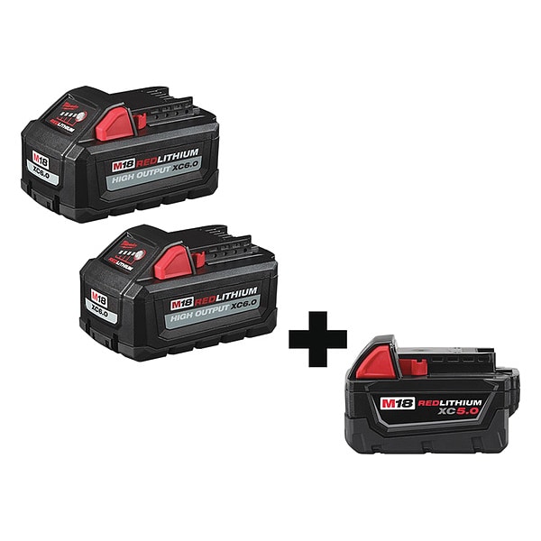 Milwaukee Tool M18 HIGH OUTPUT XC6.0 Batteries, 2-Pack + M18 XC5.0 ...