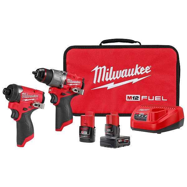 Milwaukee Tool M12 FUEL 2-Tool Combo Kit + SHOCKWAVE Impact Duty Drill ...