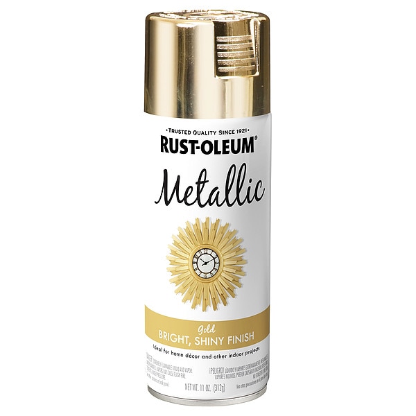 Rust-Oleum Metallic Spray Paint, Gold, Gloss, Solvent, 11 Oz 340647 | Zoro