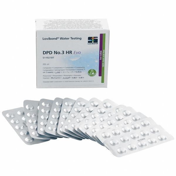 Lovibond Safest Tablet, Chlorine, 250PK DPD NO.3 HR EVO TABLETS | Zoro