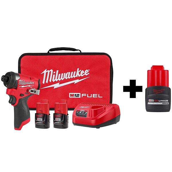 Milwaukee Tool M12 FUEL 1/4" Hex Impact Driver Kit + M12 HIGH OUTPUT ...