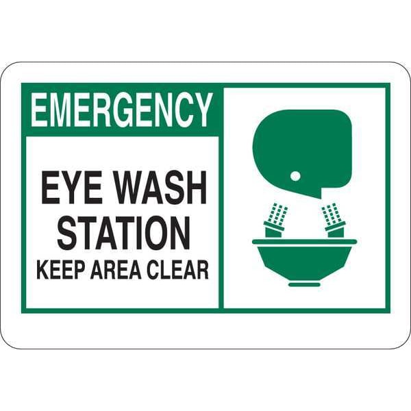 Condor Emergency, Eye Wash Station Keep Area Clear, 10" W x 7" H ...