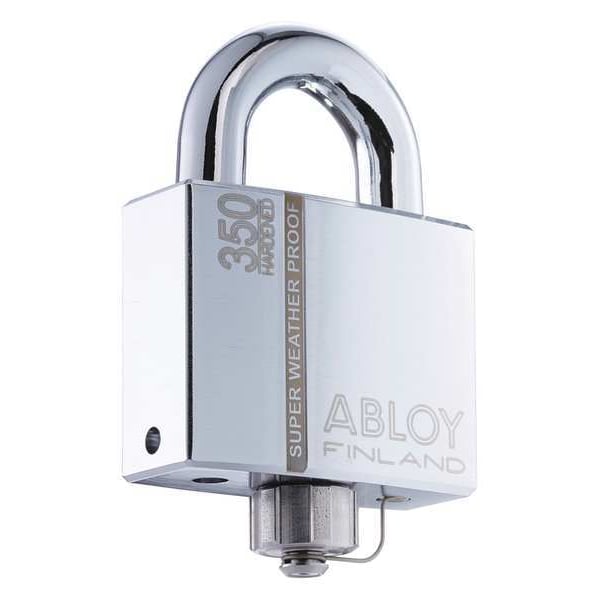 Abloy Padlock, Keyed Different, Standard Shackle, Rectangular Brass Body, Hardened Steel Shackle ...