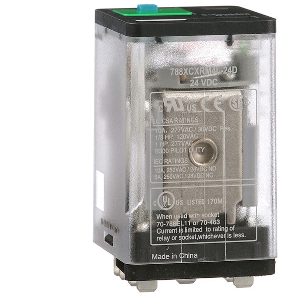 Schneider Electric General Purpose Relay, 24V DC Coil Volts, Square, 11 Pin, 3PDT 788XCXRM4L-24D ...