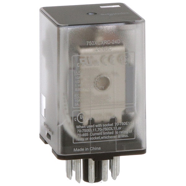 Schneider Electric Plug-In, General Purpose Relay, Octal, 10 A, 11, Pin 750XCXRC-24D | Zoro