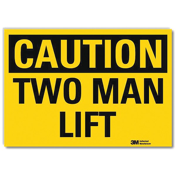 Two Man Lift Sign (14 in W 10 in H) Horizontal Rectangle , Reflective ...