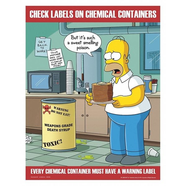 Safetyposter.Com Simpsons Safety Poster, Check Labels, ENG S1107 | Zoro