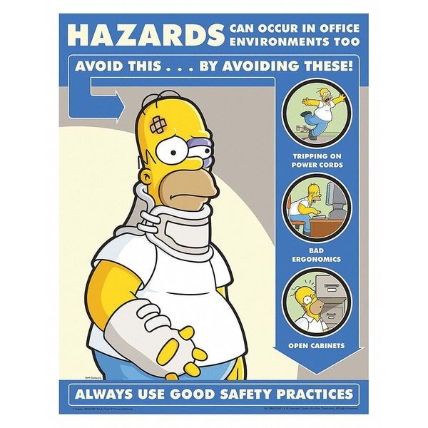Safetyposter.Com Simpsons Safety Pstr, Hazards Can, ENG S1116 | Zoro