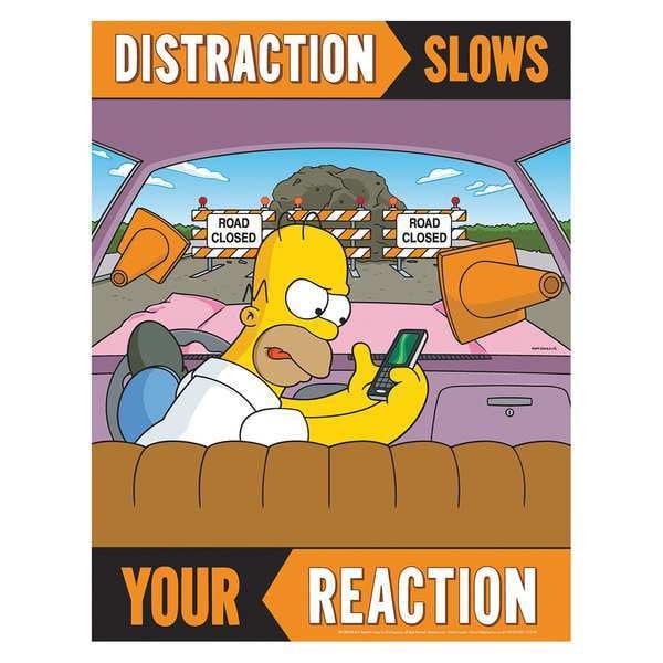 Safetyposter.Com Simpsons Safety Poster, Distraction, ENG S1157 | Zoro