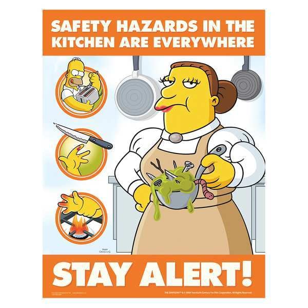 Safetyposter.Com Simpsons Safety Poster, Safety Hazards, EN S1129LWS | Zoro